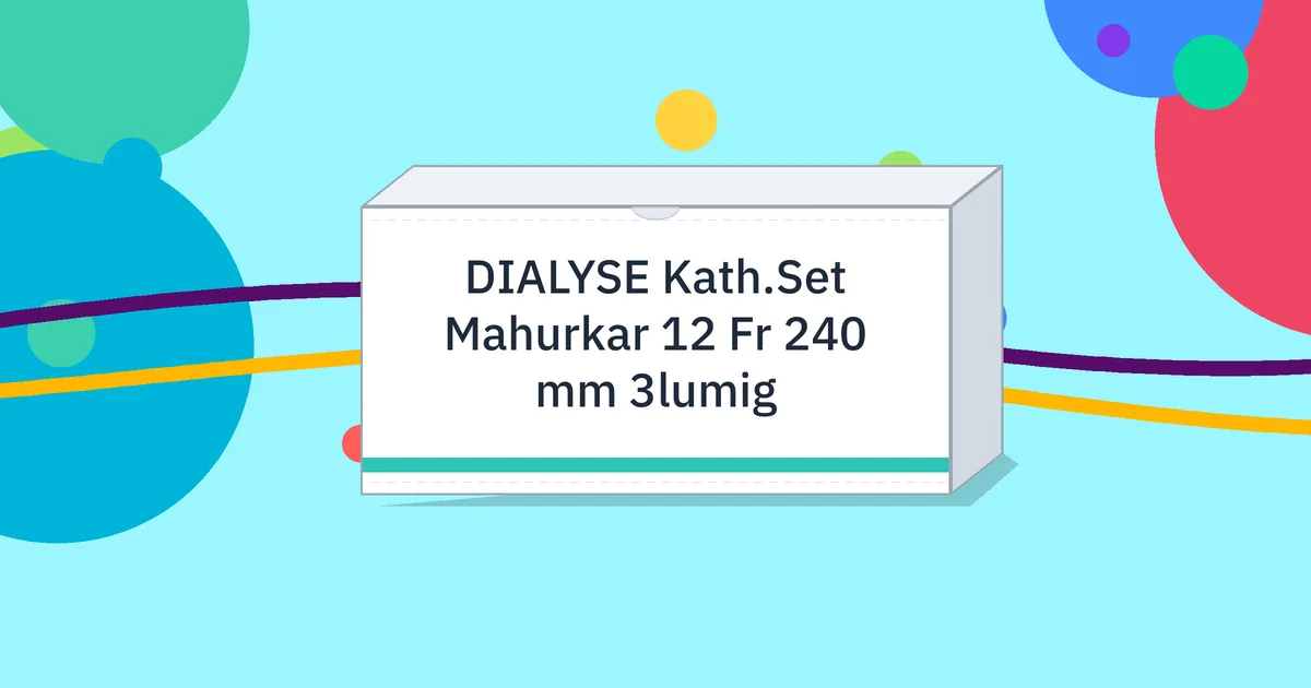 Symbolbild: Packung mit der Aufschrift DIALYSE Kath.Set Mahurkar 12 Fr 240 mm 3lumig (PZN 01314479) – Verfügbarkeit und Bezug in Apotheken in Frankfurt am Main