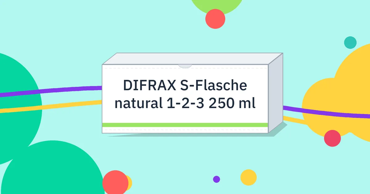 Symbolbild: Packung mit der Aufschrift DIFRAX S-Flasche natural 1-2-3 250 ml (PZN 15734073) – Verfügbarkeit und Bezug in Apotheken in Frankfurt am Main