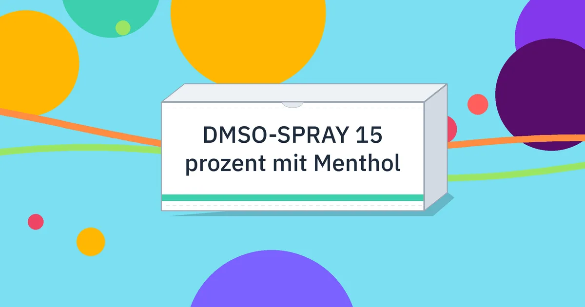 Symbolbild: Packung mit der Aufschrift DMSO-SPRAY 15 prozent mit Menthol (PZN 17204994) – Verfügbarkeit und Bezug in Apotheken in Frankfurt am Main