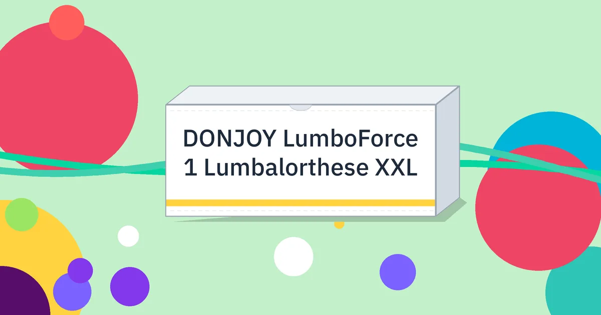 Symbolbild: Packung mit der Aufschrift DONJOY LumboForce 1 Lumbalorthese XXL (PZN 19377807) – Verfügbarkeit und Bezug in Apotheken in Frankfurt am Main