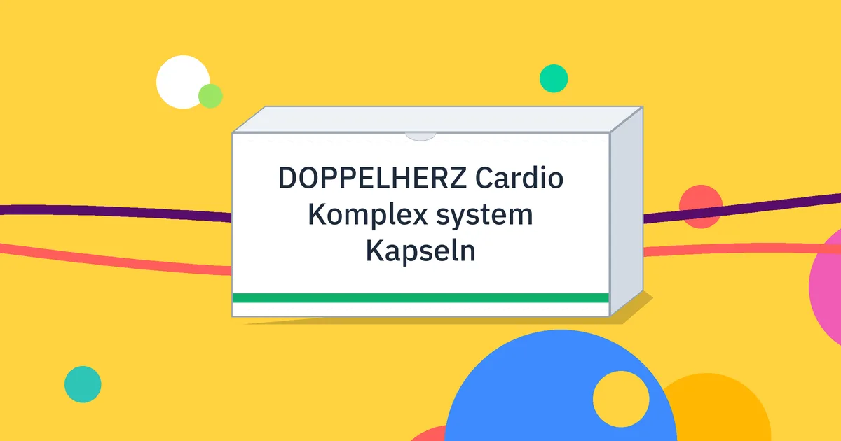 Symbolbild: Packung mit der Aufschrift DOPPELHERZ Cardio Komplex system Kapseln (PZN 19908848) – Verfügbarkeit und Bezug in Apotheken in Frankfurt am Main