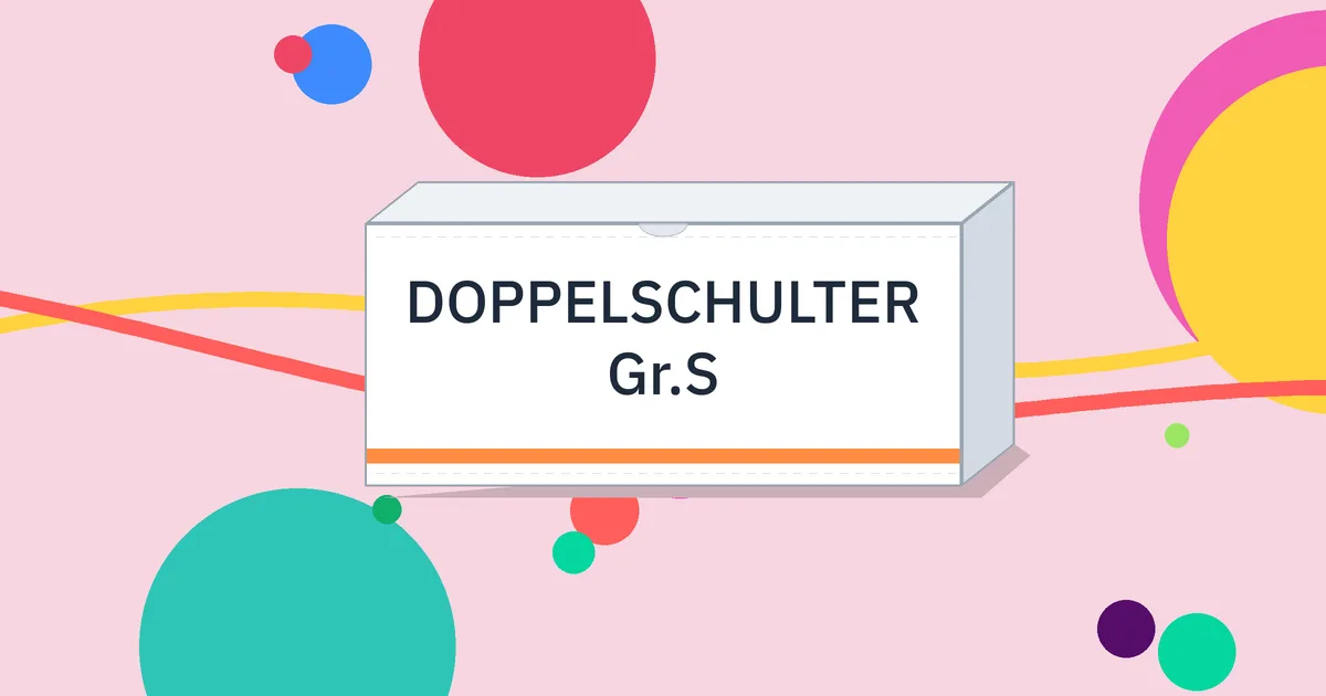 Symbolbild: Packung mit der Aufschrift DOPPELSCHULTER Gr.S (PZN 10546852) – Verfügbarkeit und Bezug in Apotheken in Frankfurt am Main