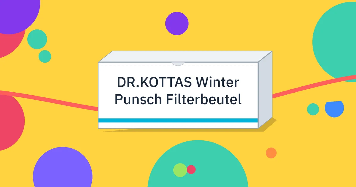 Symbolbild: Packung mit der Aufschrift DR.KOTTAS Winter Punsch Filterbeutel (PZN 17937811) – Verfügbarkeit und Bezug in Apotheken in Frankfurt am Main