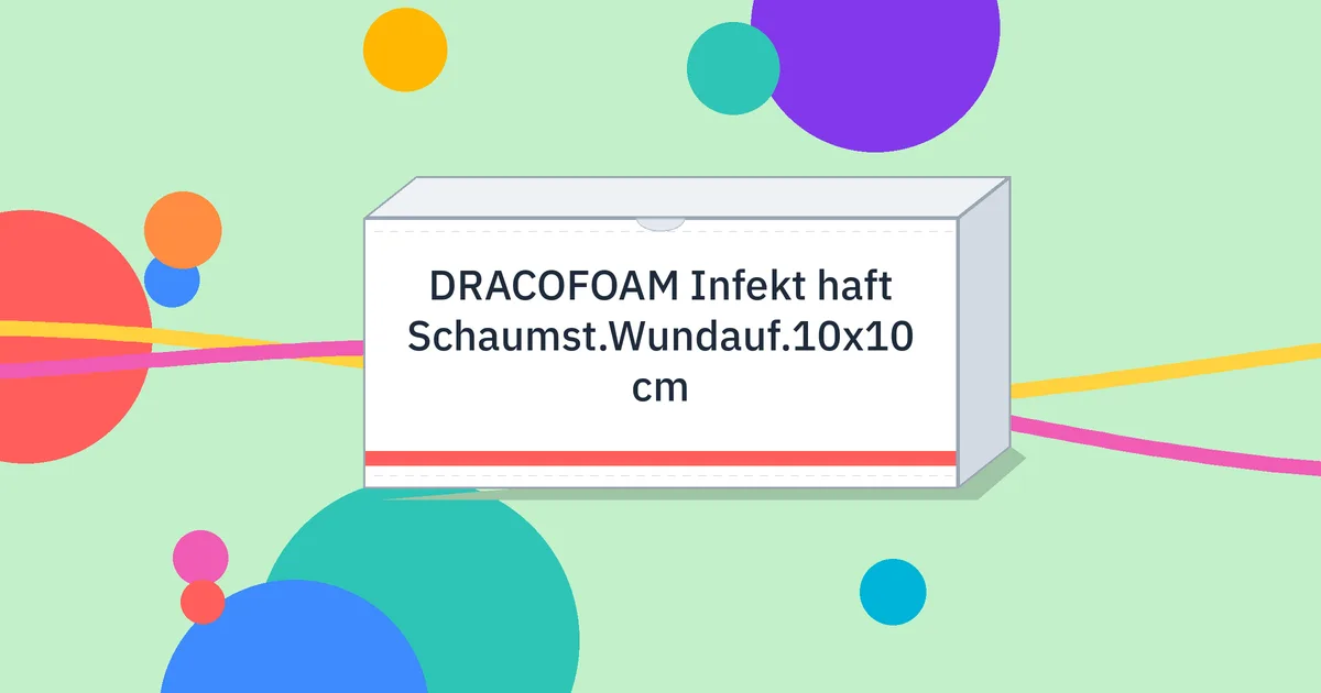 Symbolbild: Packung mit der Aufschrift DRACOFOAM Infekt haft Schaumst.Wundauf.10x10 cm (PZN 10084110) – Verfügbarkeit und Bezug in Apotheken in Frankfurt am Main