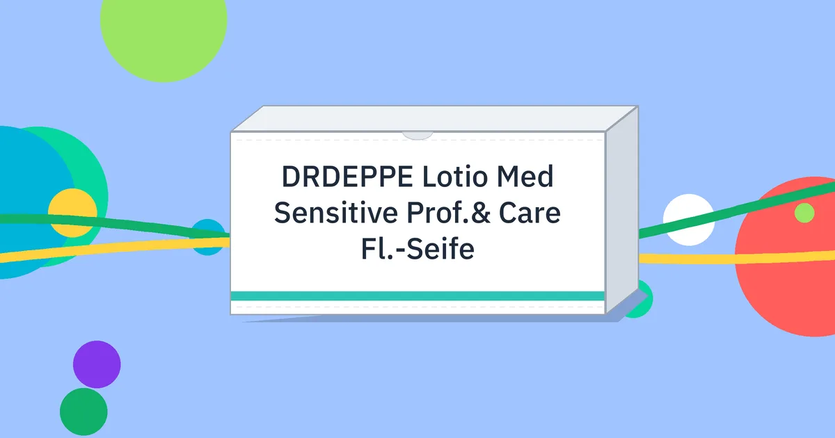 Symbolbild: Packung mit der Aufschrift DRDEPPE Lotio Med Sensitive Prof.& Care Fl.-Seife (PZN 18311901) – Verfügbarkeit und Bezug in Apotheken in Frankfurt am Main