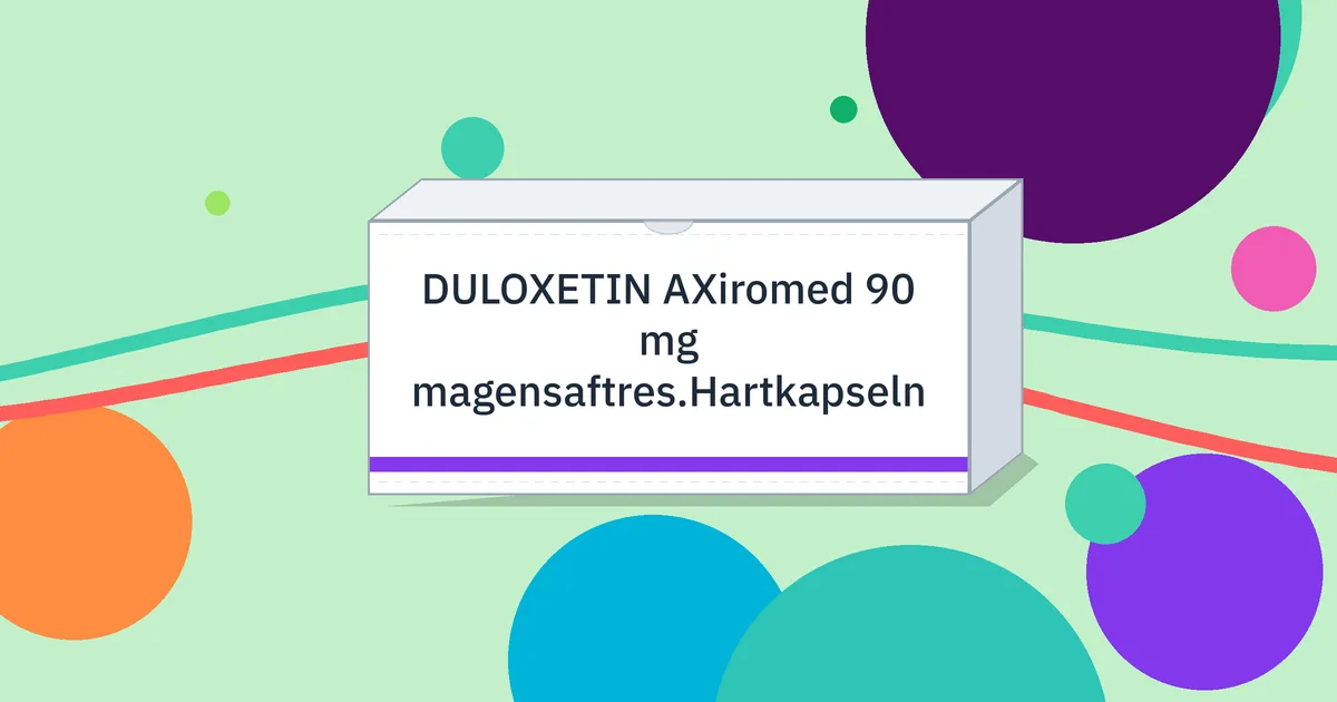 Symbolbild: Packung mit der Aufschrift DULOXETIN AXiromed 90 mg magensaftres.Hartkapseln (PZN 19106178) – Verfügbarkeit und Bezug in Apotheken in Frankfurt am Main