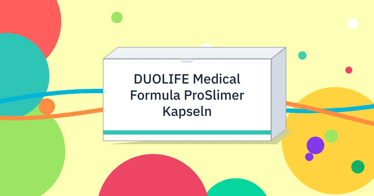 Symbolbild: Packung mit der Aufschrift DUOLIFE Medical Formula ProSlimer Kapseln (PZN 16683395) – Verfügbarkeit und Bezug in Apotheken in Frankfurt am Main
