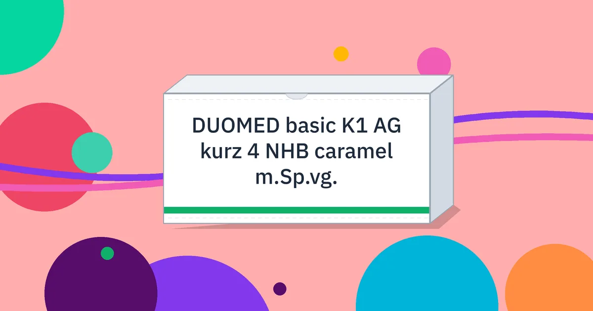 Symbolbild: Packung mit der Aufschrift DUOMED basic K1 AG kurz 4 NHB caramel m.Sp.vg. (PZN 20904672) – Verfügbarkeit und Bezug in Apotheken in Frankfurt am Main