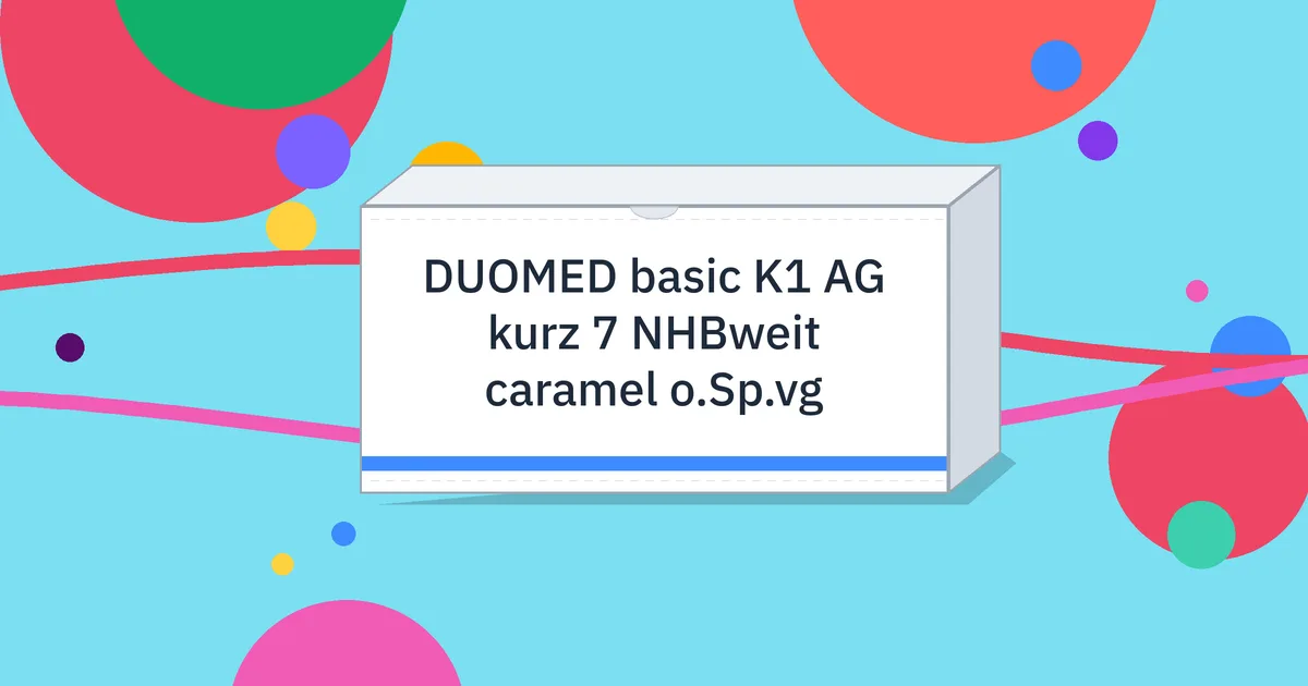 Symbolbild: Packung mit der Aufschrift DUOMED basic K1 AG kurz 7 NHBweit caramel o.Sp.vg (PZN 20904979) – Verfügbarkeit und Bezug in Apotheken in Frankfurt am Main