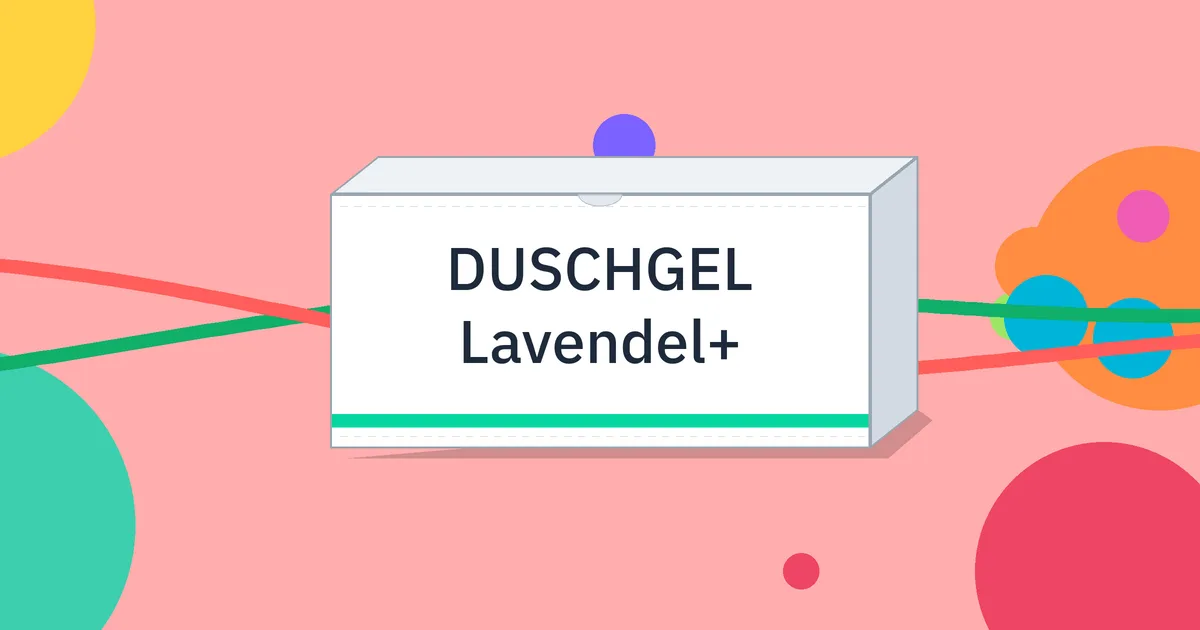 Symbolbild: Packung mit der Aufschrift DUSCHGEL Lavendel+ (PZN 17428044) – Verfügbarkeit und Bezug in Apotheken in Frankfurt am Main