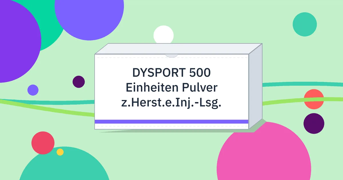 Symbolbild: Packung mit der Aufschrift DYSPORT 500 Einheiten Pulver z.Herst.e.Inj.-Lsg. (PZN 11515776) – Verfügbarkeit und Bezug in Apotheken in Frankfurt am Main
