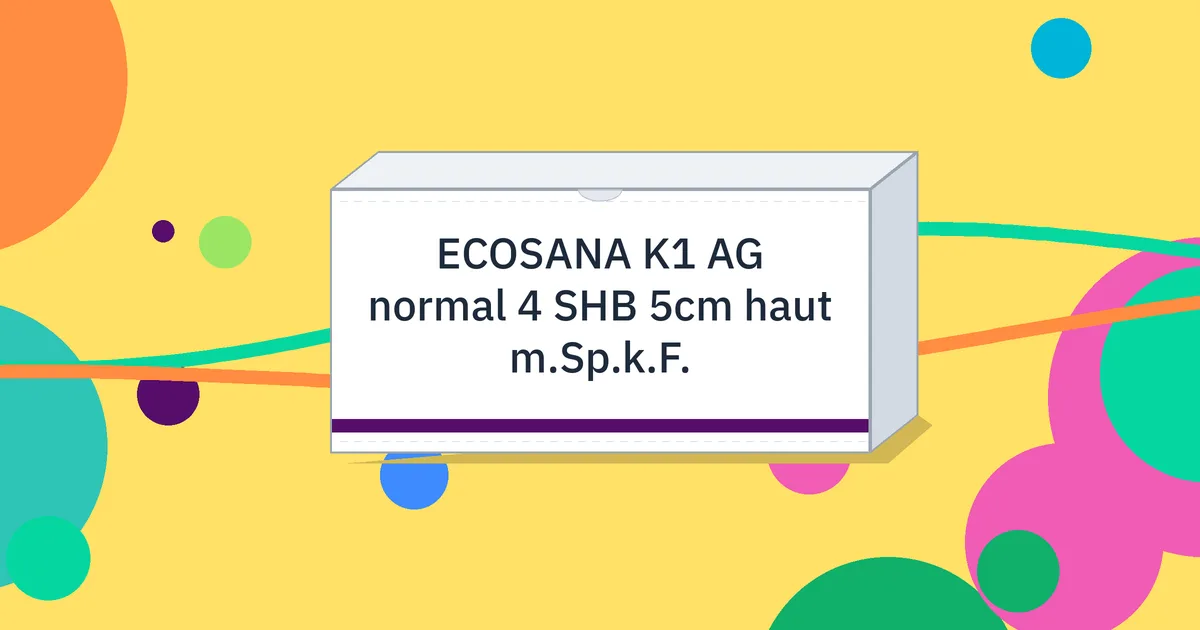 Symbolbild: Packung mit der Aufschrift ECOSANA K1 AG normal 4 SHB 5cm haut m.Sp.k.F. (PZN 04728508) – Verfügbarkeit und Bezug in Apotheken in Frankfurt am Main