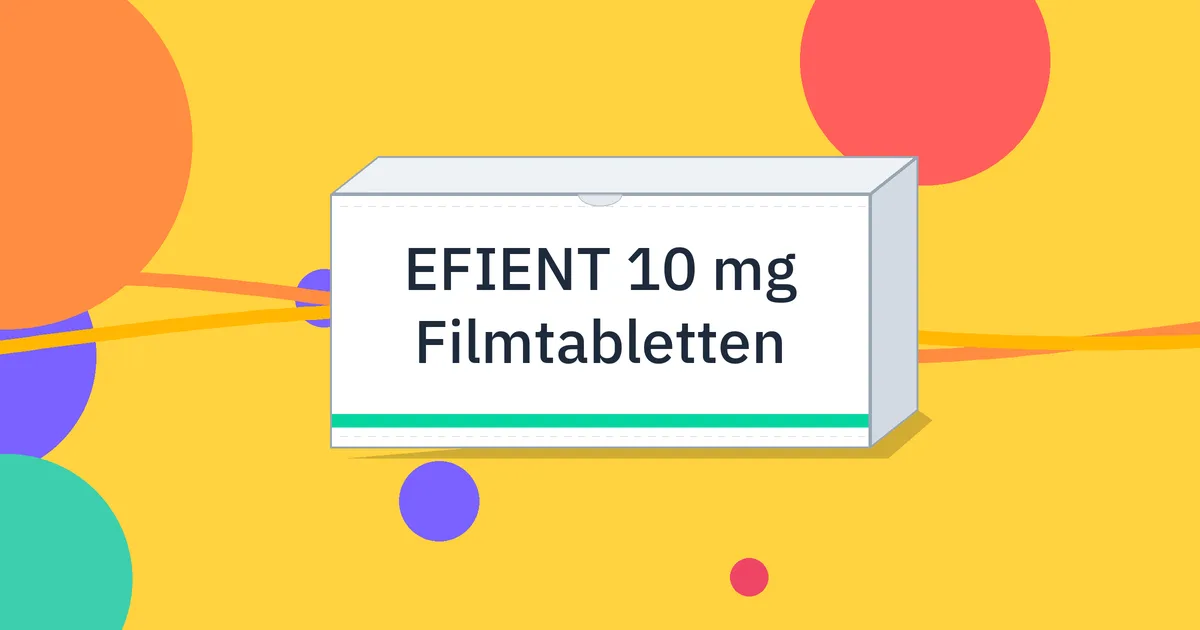 Symbolbild: Packung mit der Aufschrift EFIENT 10 mg Filmtabletten (PZN 14266322) – Verfügbarkeit und Bezug in Apotheken in Frankfurt am Main