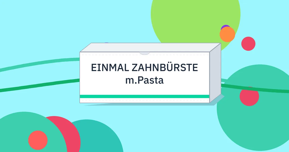 Symbolbild: Packung mit der Aufschrift EINMAL ZAHNBÜRSTE m.Pasta (PZN 09197062) – Verfügbarkeit und Bezug in Apotheken in Frankfurt am Main