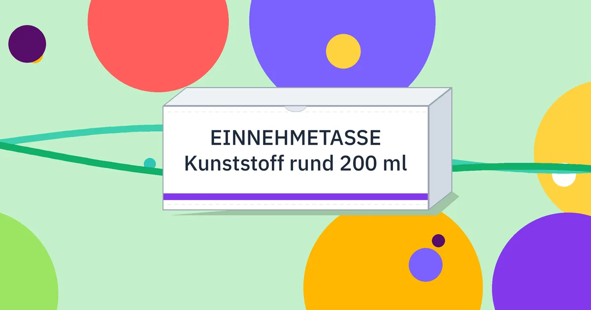Symbolbild: Packung mit der Aufschrift EINNEHMETASSE Kunststoff rund 200 ml (PZN 01726437) – Verfügbarkeit und Bezug in Apotheken in Frankfurt am Main