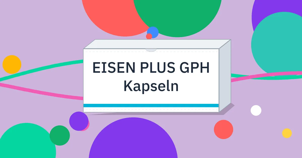 Symbolbild: Packung mit der Aufschrift EISEN PLUS GPH Kapseln (PZN 16935603) – Verfügbarkeit und Bezug in Apotheken in Frankfurt am Main