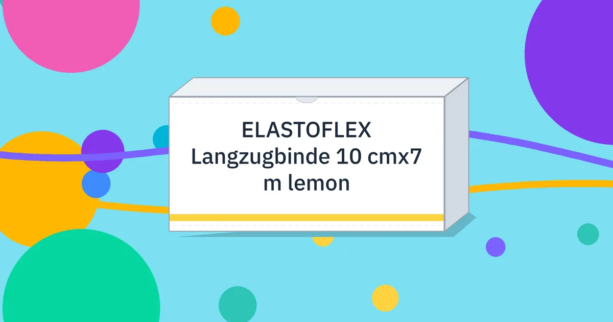 Symbolbild: Packung mit der Aufschrift ELASTOFLEX Langzugbinde 10 cmx7 m lemon (PZN 12637234) – Verfügbarkeit und Bezug in Apotheken in Frankfurt am Main