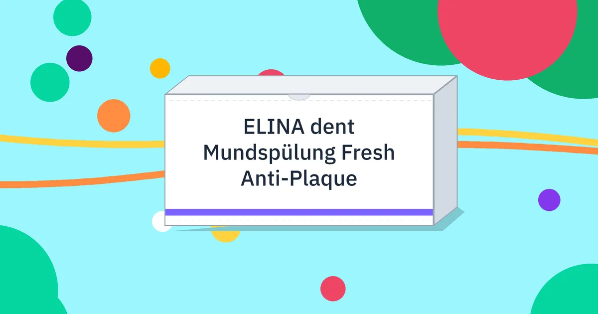 Symbolbild: Packung mit der Aufschrift ELINA dent Mundspülung Fresh Anti-Plaque (PZN 11061200) – Verfügbarkeit und Bezug in Apotheken in Frankfurt am Main