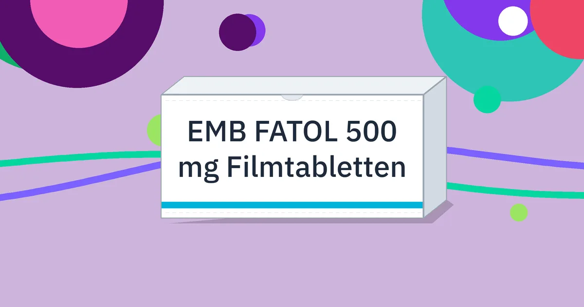 Symbolbild: Packung mit der Aufschrift EMB FATOL 500 mg Filmtabletten (PZN 02525669) – Verfügbarkeit und Bezug in Apotheken in Frankfurt am Main