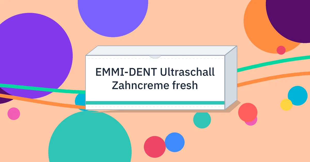 Symbolbild: Packung mit der Aufschrift EMMI-DENT Ultraschall Zahncreme fresh (PZN 16839905) – Verfügbarkeit und Bezug in Apotheken in Frankfurt am Main