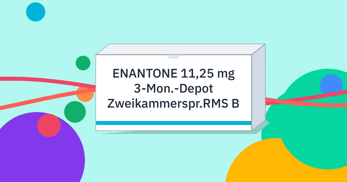 Symbolbild: Packung mit der Aufschrift ENANTONE 11,25 mg 3-Mon.-Depot Zweikammerspr.RMS B (PZN 16822520) – Verfügbarkeit und Bezug in Apotheken in Frankfurt am Main