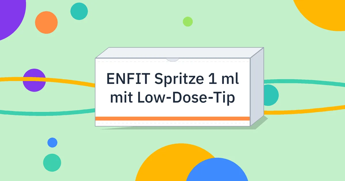 Symbolbild: Packung mit der Aufschrift ENFIT Spritze 1 ml mit Low-Dose-Tip (PZN 18174226) – Verfügbarkeit und Bezug in Apotheken in Frankfurt am Main