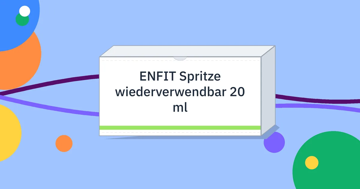Symbolbild: Packung mit der Aufschrift ENFIT Spritze wiederverwendbar 20 ml (PZN 20647028) – Verfügbarkeit und Bezug in Apotheken in Frankfurt am Main