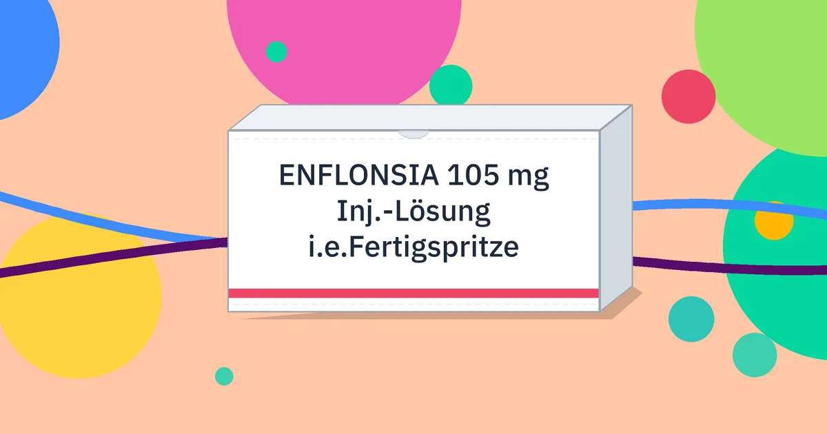 Symbolbild: Packung mit der Aufschrift ENFLONSIA 105 mg Inj.-Lösung i.e.Fertigspritze (PZN 19767046) – Verfügbarkeit und Bezug in Apotheken in Frankfurt am Main