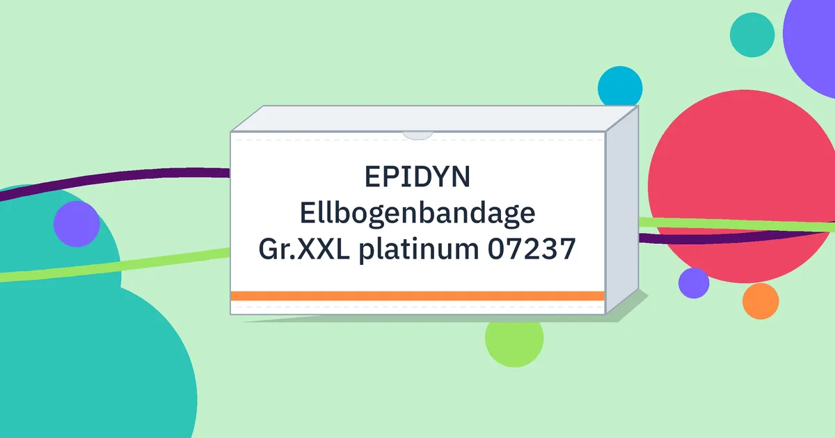 Symbolbild: Packung mit der Aufschrift EPIDYN Ellbogenbandage Gr.XXL platinum 07237 (PZN 06114822) – Verfügbarkeit und Bezug in Apotheken in Frankfurt am Main