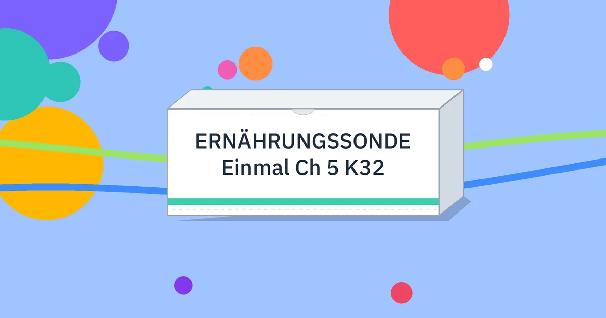 Symbolbild: Packung mit der Aufschrift ERNÄHRUNGSSONDE Einmal Ch 5 K32 (PZN 02438953) – Verfügbarkeit und Bezug in Apotheken in Frankfurt am Main