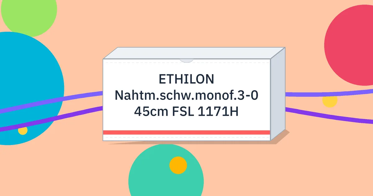 Symbolbild: Packung mit der Aufschrift ETHILON Nahtm.schw.monof.3-0 45cm FSL 1171H (PZN 16251075) – Verfügbarkeit und Bezug in Apotheken in Frankfurt am Main
