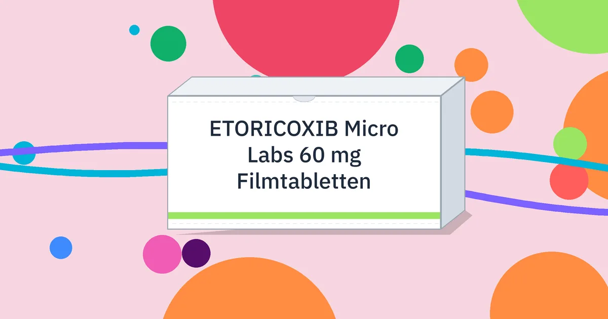 Symbolbild: Packung mit der Aufschrift ETORICOXIB Micro Labs 60 mg Filmtabletten (PZN 12637783) – Verfügbarkeit und Bezug in Apotheken in Frankfurt am Main
