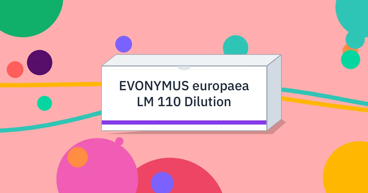 Symbolbild: Packung mit der Aufschrift EVONYMUS europaea LM 110 Dilution (PZN 13484956) – Verfügbarkeit und Bezug in Apotheken in Frankfurt am Main