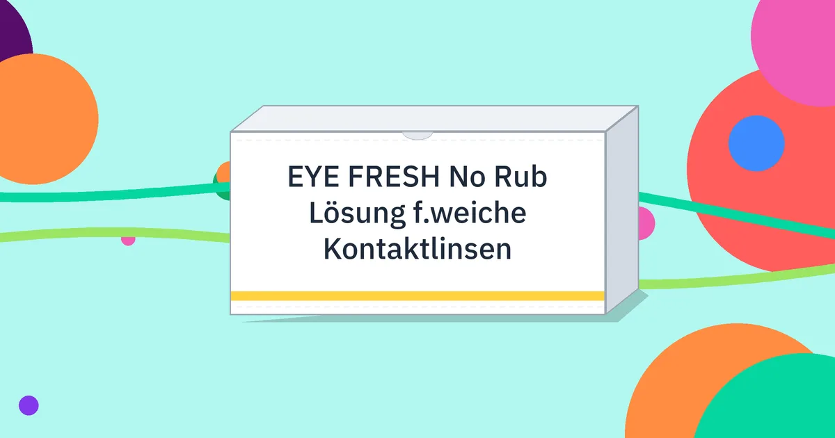 Symbolbild: Packung mit der Aufschrift EYE FRESH No Rub Lösung f.weiche Kontaktlinsen (PZN 19402008) – Verfügbarkeit und Bezug in Apotheken in Frankfurt am Main