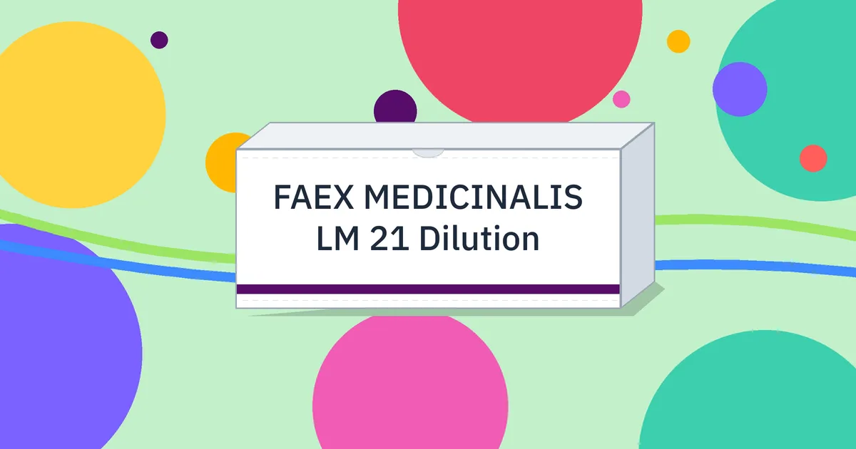 Symbolbild: Packung mit der Aufschrift FAEX MEDICINALIS LM 21 Dilution (PZN 13486139) – Verfügbarkeit und Bezug in Apotheken in Frankfurt am Main