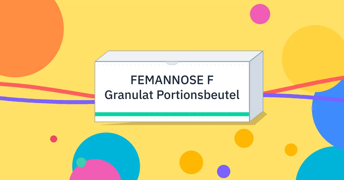 Symbolbild: Packung mit der Aufschrift FEMANNOSE F Granulat Portionsbeutel (PZN 07152960) – Verfügbarkeit und Bezug in Apotheken in Frankfurt am Main