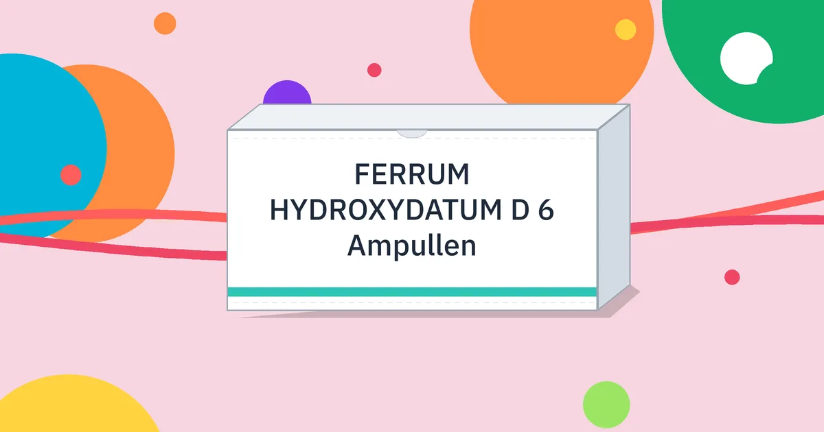 Symbolbild: Packung mit der Aufschrift FERRUM HYDROXYDATUM D 6 Ampullen (PZN 01621980) – Verfügbarkeit und Bezug in Apotheken in Frankfurt am Main