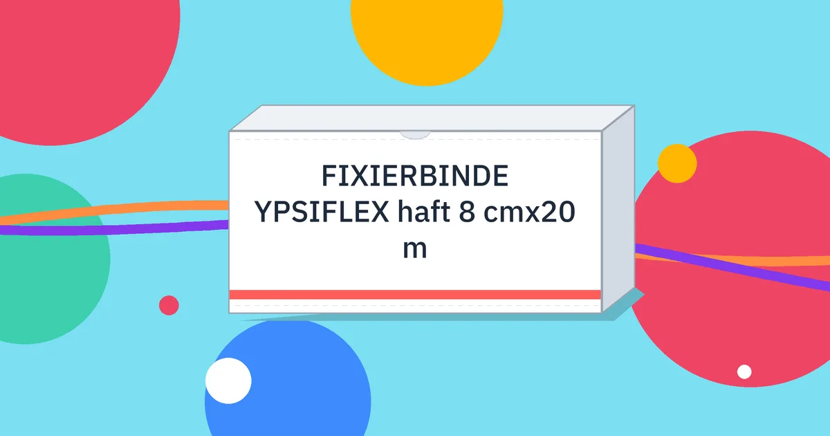 Symbolbild: Packung mit der Aufschrift FIXIERBINDE YPSIFLEX haft 8 cmx20 m (PZN 00832083) – Verfügbarkeit und Bezug in Apotheken in Frankfurt am Main