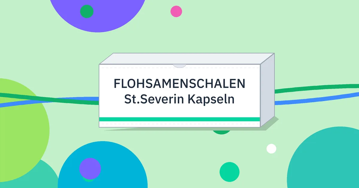 Symbolbild: Packung mit der Aufschrift FLOHSAMENSCHALEN St.Severin Kapseln (PZN 15614417) – Verfügbarkeit und Bezug in Apotheken in Frankfurt am Main