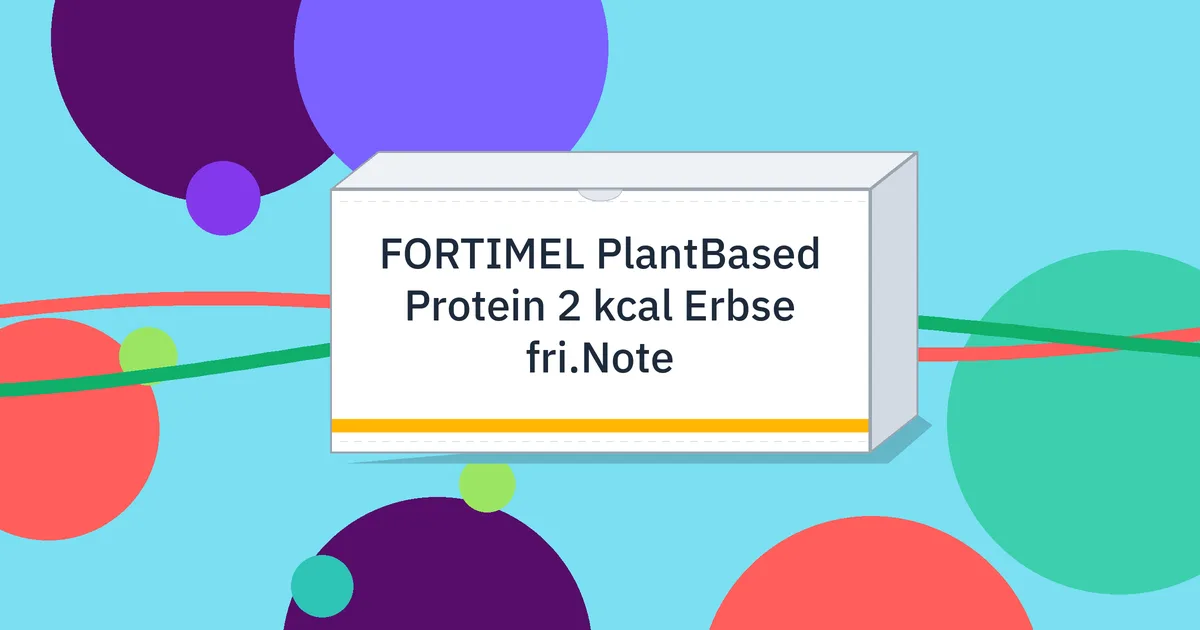 Symbolbild: Packung mit der Aufschrift FORTIMEL PlantBased Protein 2 kcal Erbse fri.Note (PZN 19450237) – Verfügbarkeit und Bezug in Apotheken in Frankfurt am Main