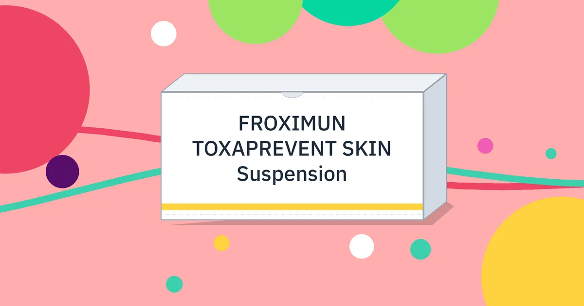Symbolbild: Packung mit der Aufschrift FROXIMUN TOXAPREVENT SKIN Suspension (PZN 10391148) – Verfügbarkeit und Bezug in Apotheken in Frankfurt am Main