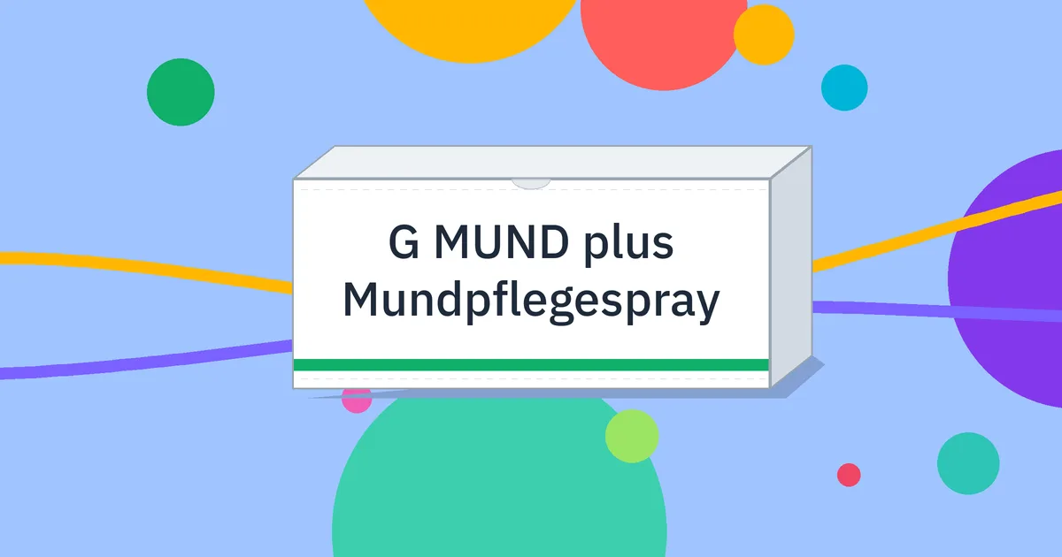 Symbolbild: Packung mit der Aufschrift G MUND plus Mundpflegespray (PZN 01883266) – Verfügbarkeit und Bezug in Apotheken in Frankfurt am Main