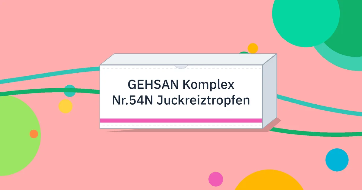 Symbolbild: Packung mit der Aufschrift GEHSAN Komplex Nr.54N Juckreiztropfen (PZN 03703044) – Verfügbarkeit und Bezug in Apotheken in Frankfurt am Main