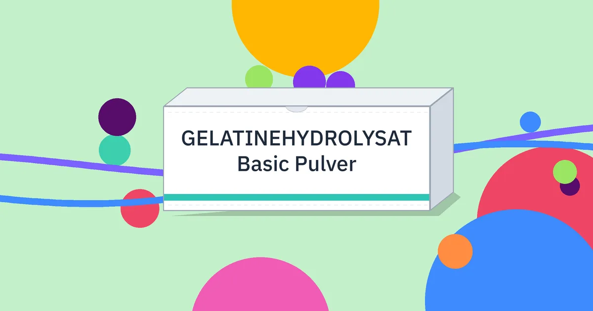 Symbolbild: Packung mit der Aufschrift GELATINEHYDROLYSAT Basic Pulver (PZN 10006245) – Verfügbarkeit und Bezug in Apotheken in Frankfurt am Main