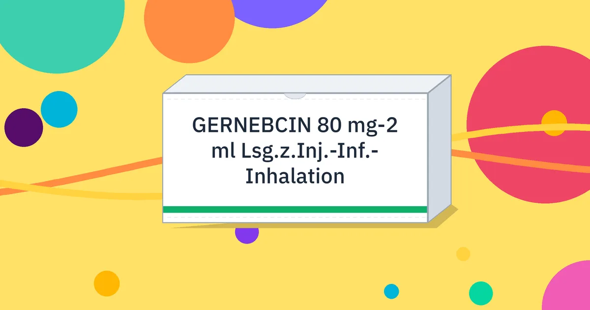 Symbolbild: Packung mit der Aufschrift GERNEBCIN 80 mg-2 ml Lsg.z.Inj.-Inf.-Inhalation (PZN 00468387) – Verfügbarkeit und Bezug in Apotheken in Frankfurt am Main