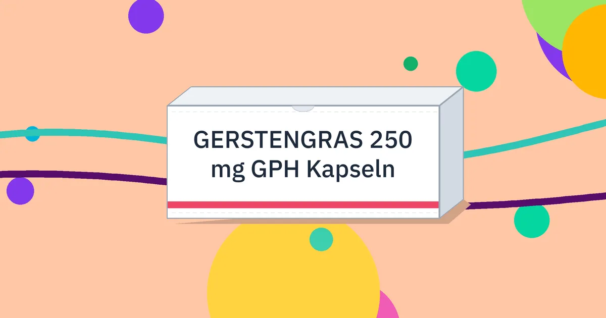 Symbolbild: Packung mit der Aufschrift GERSTENGRAS 250 mg GPH Kapseln (PZN 06106573) – Verfügbarkeit und Bezug in Apotheken in Frankfurt am Main