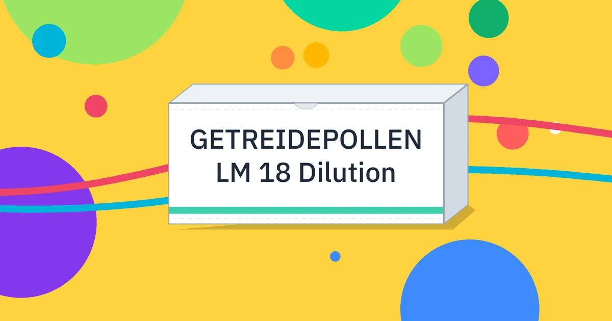 Symbolbild: Packung mit der Aufschrift GETREIDEPOLLEN LM 18 Dilution (PZN 12877694) – Verfügbarkeit und Bezug in Apotheken in Frankfurt am Main