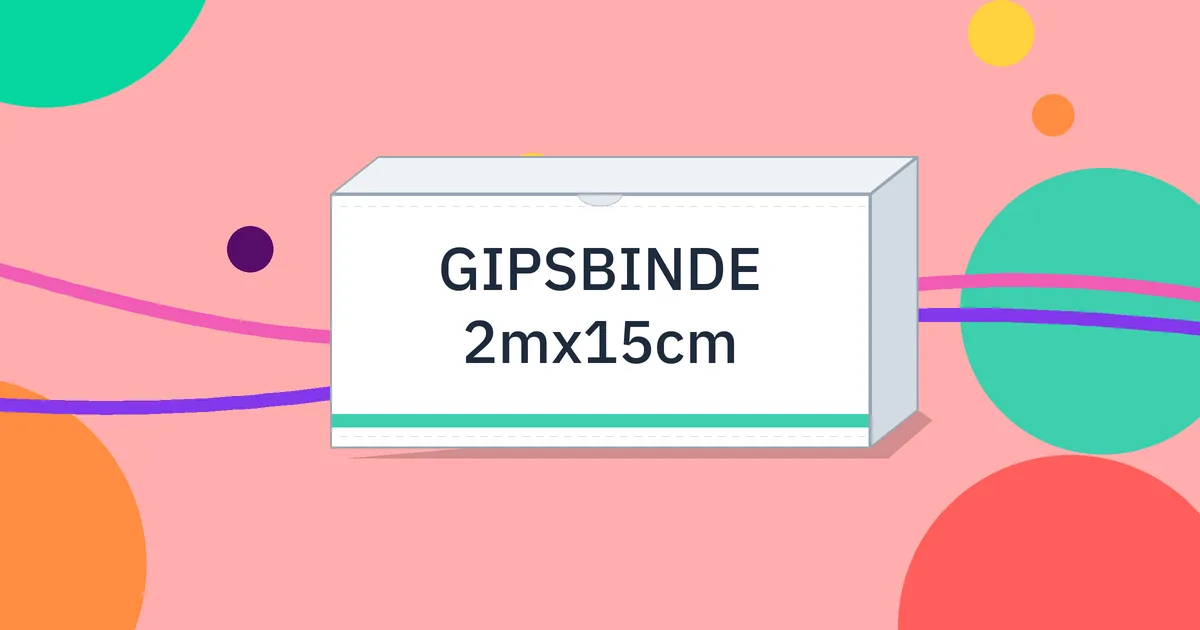 Symbolbild: Packung mit der Aufschrift GIPSBINDE 2mx15cm (PZN 01721256) – Verfügbarkeit und Bezug in Apotheken in Frankfurt am Main