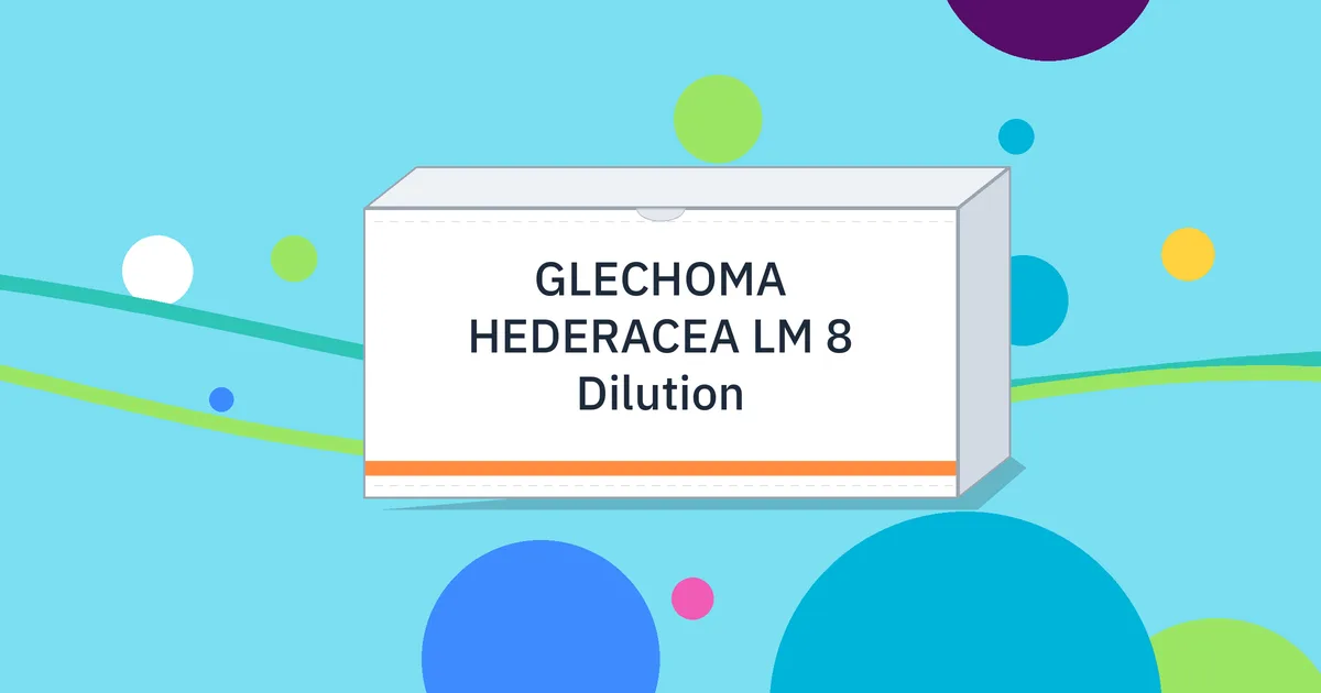 Symbolbild: Packung mit der Aufschrift GLECHOMA HEDERACEA LM 8 Dilution (PZN 13543222) – Verfügbarkeit und Bezug in Apotheken in Frankfurt am Main