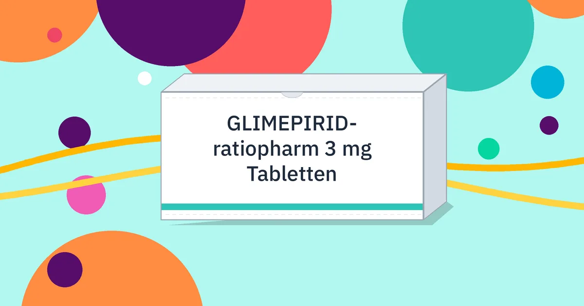 Symbolbild: Packung mit der Aufschrift GLIMEPIRID-ratiopharm 3 mg Tabletten (PZN 01054883) – Verfügbarkeit und Bezug in Apotheken in Frankfurt am Main